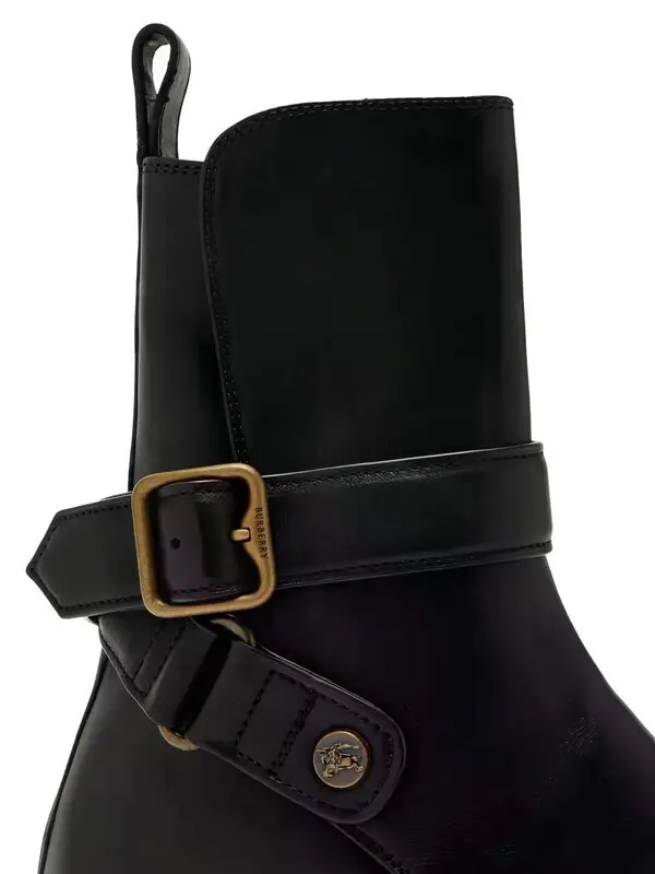 Burberry Leather Jodphur Boots With B Buckle Strap