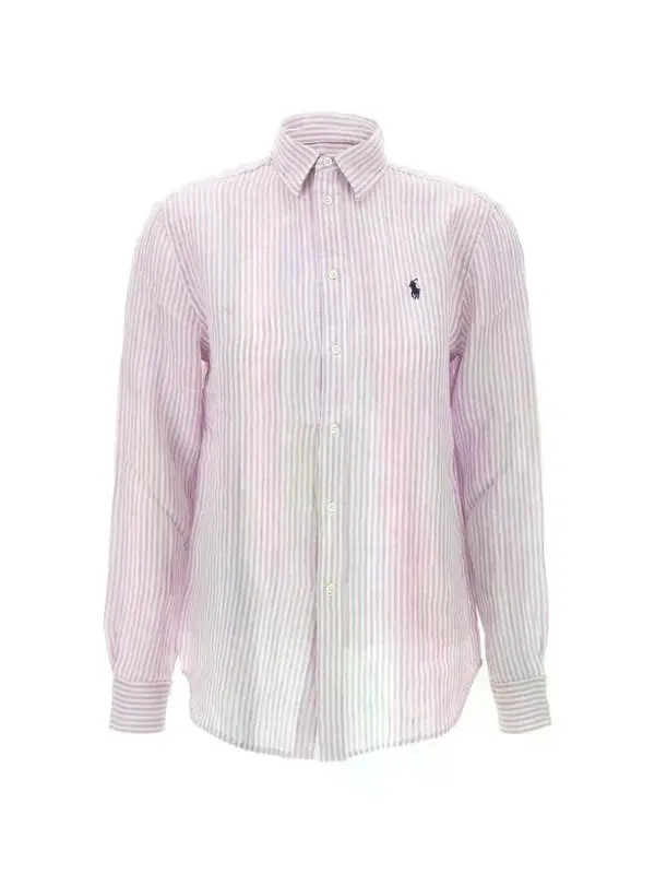 Polo Ralph Lauren Striped Linen Long-sleeve Shirt - Pink