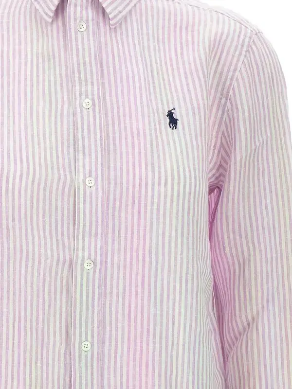 Polo Ralph Lauren Striped Linen Long-sleeve Shirt - Pink
