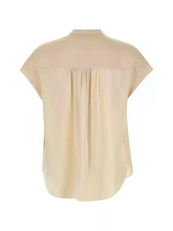Vince Button-placket Gathered Silk Blouse