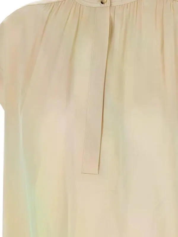 Vince Button-placket Gathered Silk Blouse