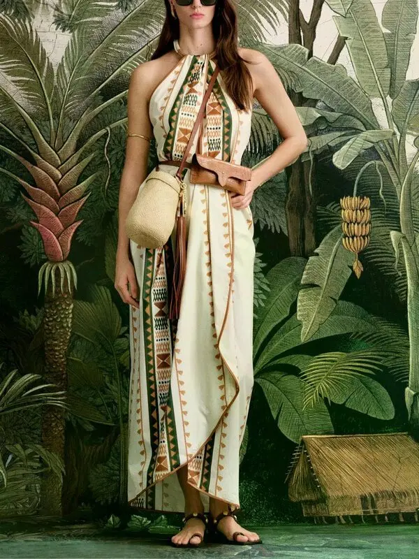 Johanna Ortiz Geometric-pattern Midi Dress