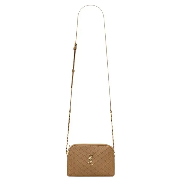 Saint Laurent Gaby Zipped Pouch 'dark Cork - Tan