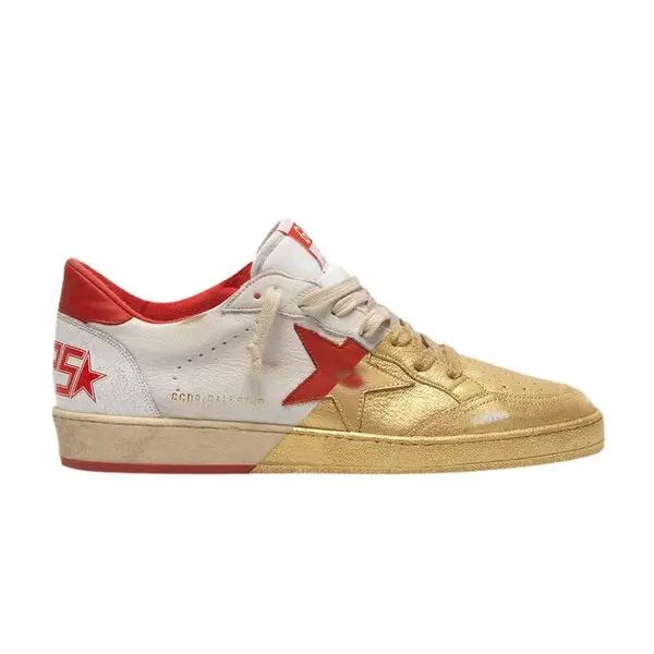 GOLDEN GOOSE Ball Star 'diagonal Gold Varnish - White