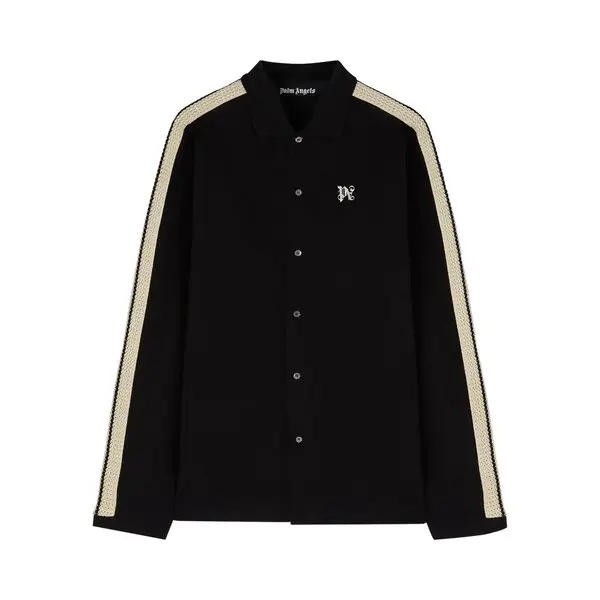 Palm Angels Monogram Piquet Track Shirt /off White - Black