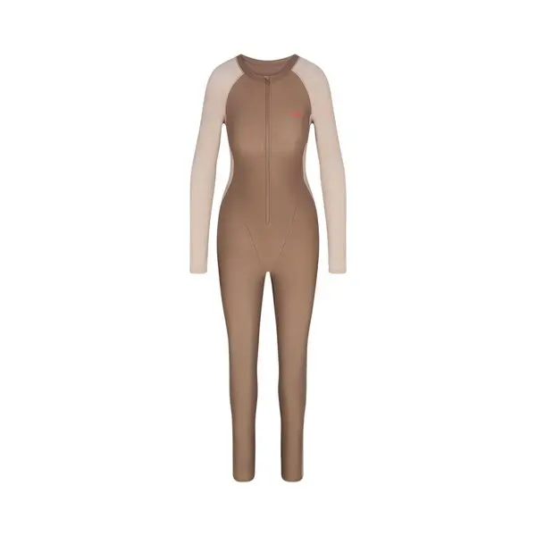 NIKESKIMS Shine Zip-front Long Bodysuit 'truffle/stone - Brown