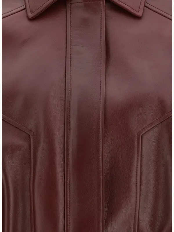 Versace Leather Jacket - Burgundy