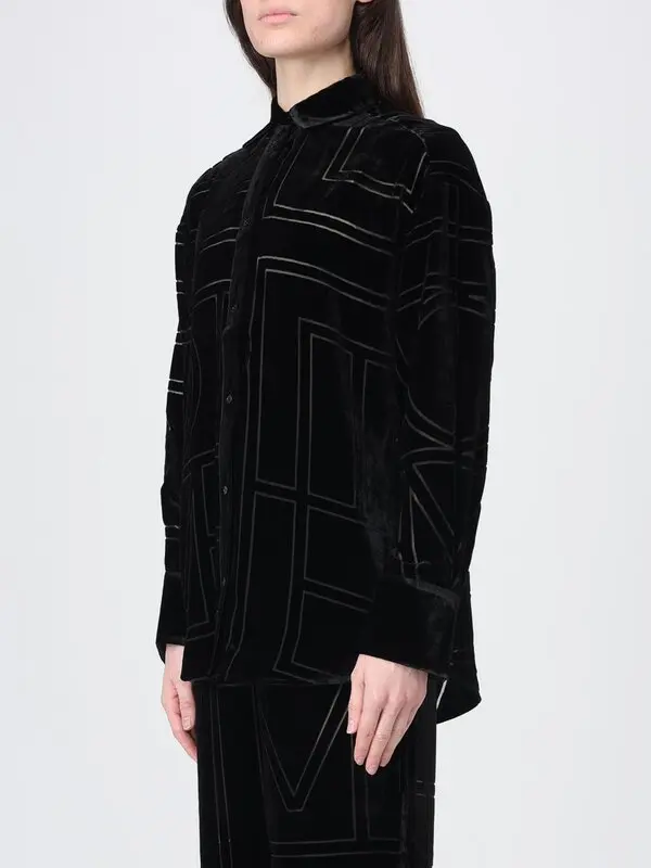 TOTEME Velvet Geometric Print Shirt - Black