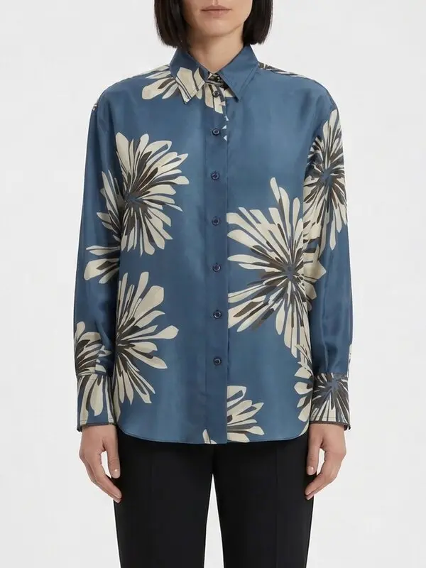 Brunello Cucinelli Printed Silk Shirt - Blue