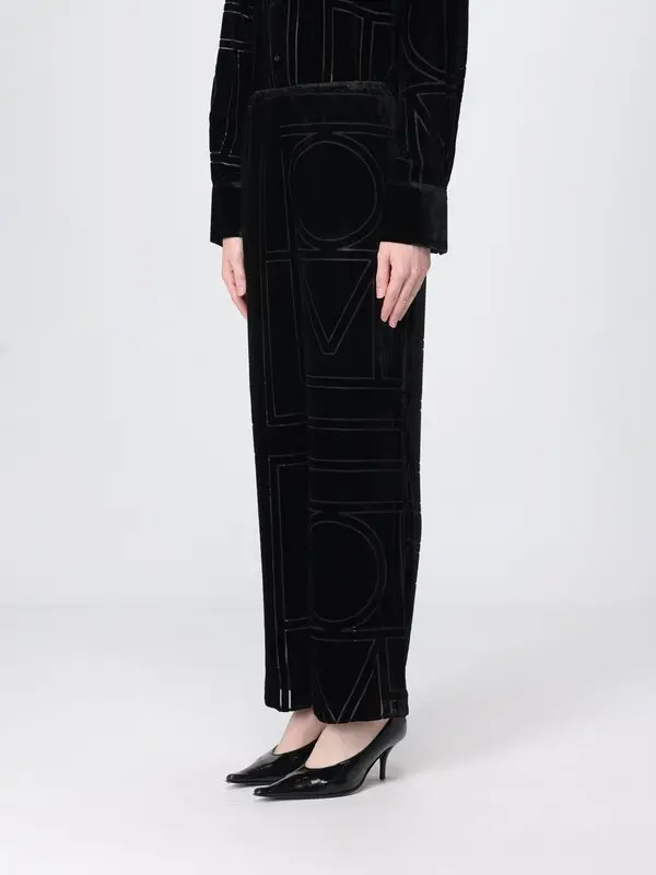 TOTEME Wide Leg Graphic Print Velvet Pants