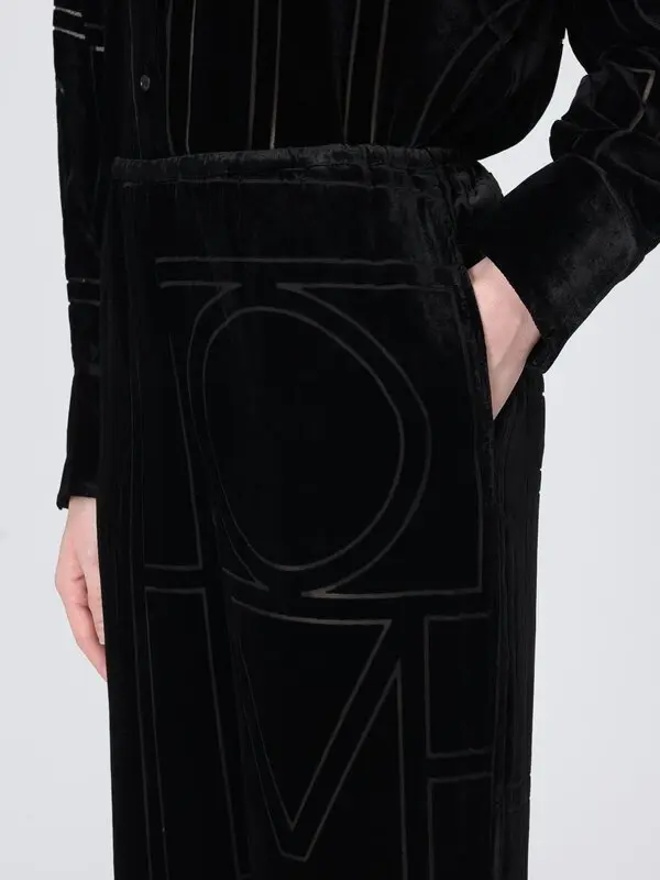 TOTEME Wide Leg Graphic Print Velvet Pants