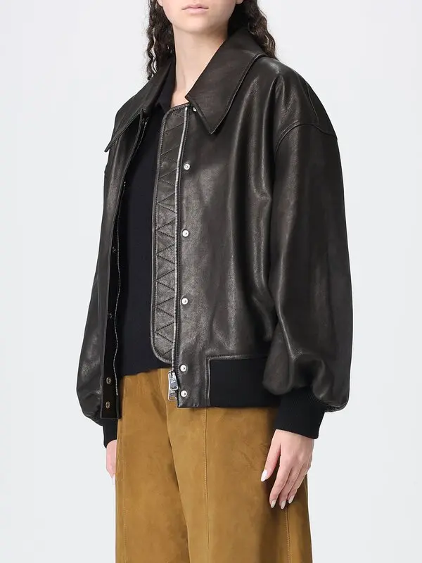 Khaite Leather Bomber Jacket - Black
