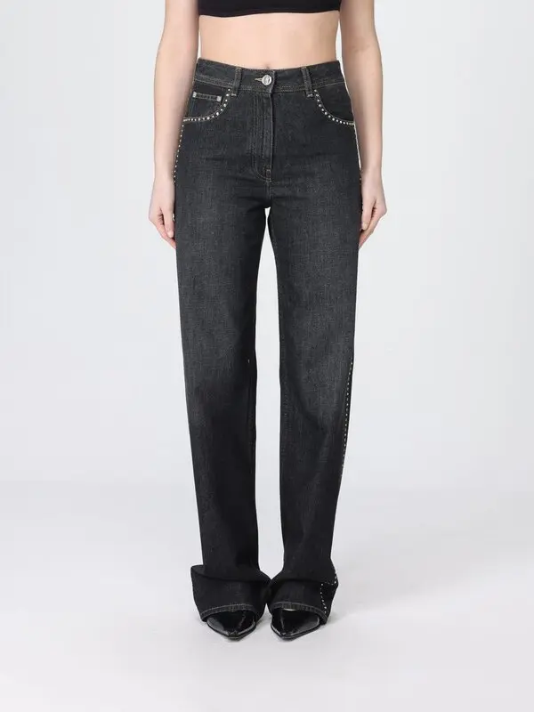 Versace Embellished Straight Leg Jeans - Black