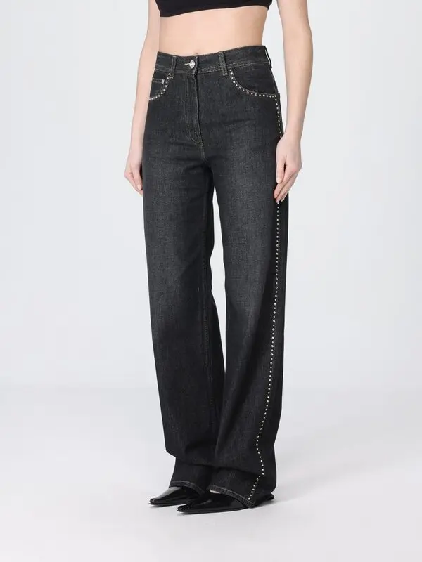 Versace Embellished Straight Leg Jeans - Black