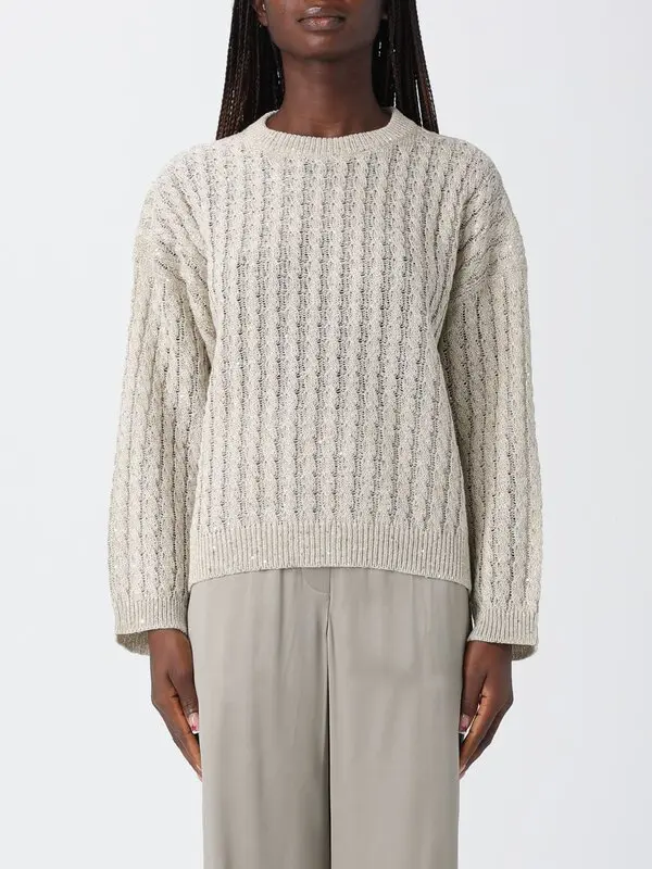Brunello Cucinelli Linen Knit Top With Intertwined Ribs - Beige