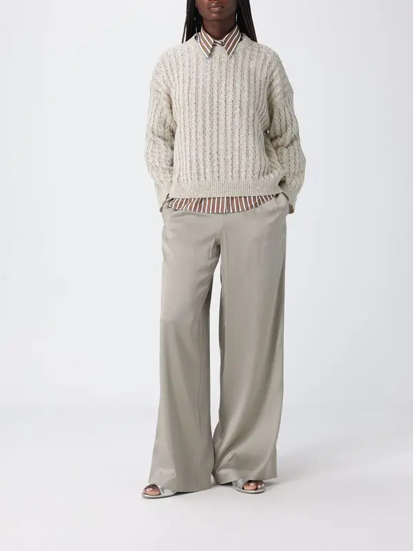 Brunello Cucinelli Linen Knit Top With Intertwined Ribs - Beige
