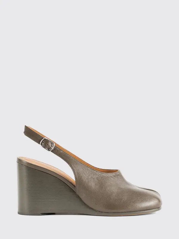 MAISON MARGIELA Leather Slingback Wedge Pumps - Brown