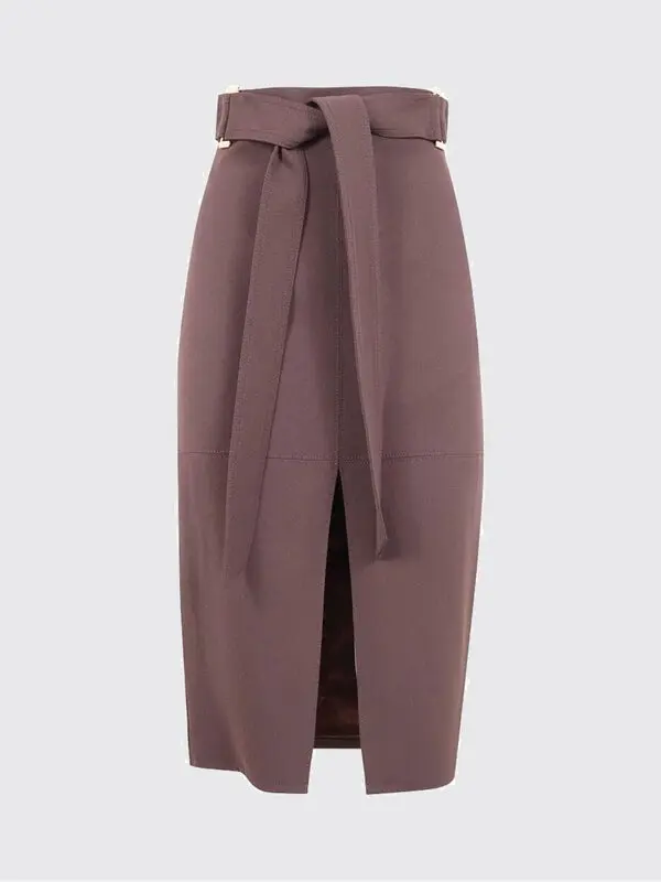 Elisabetta Franchi Midi Pencil Skirt With Belt - Brown