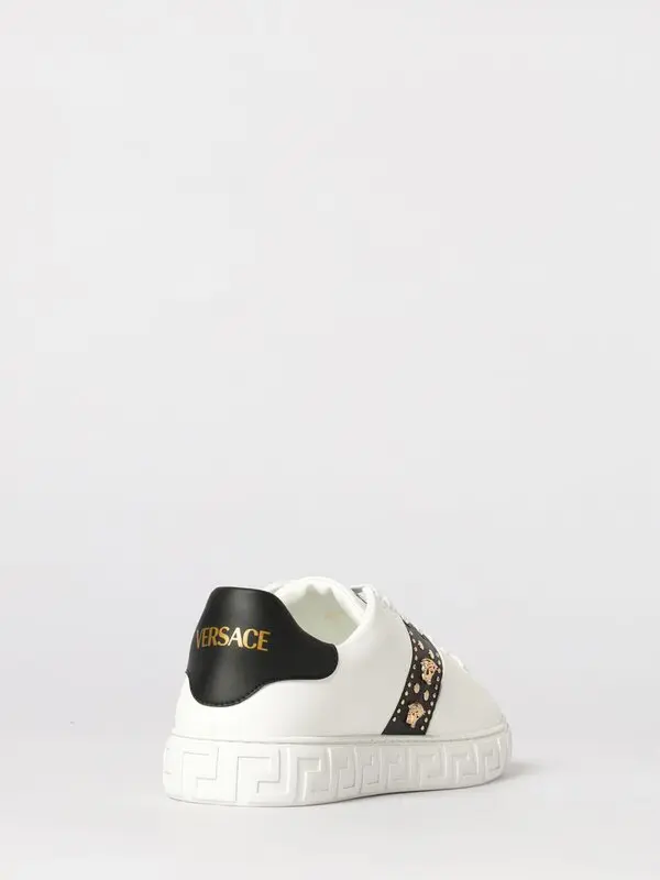 Versace Greca Embellished Leather Sneakers