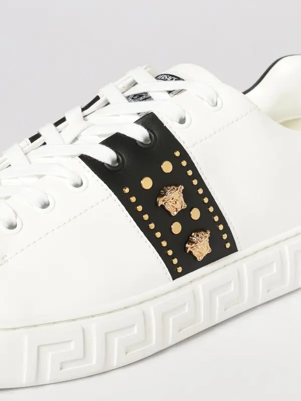 Versace Greca Embellished Leather Sneakers