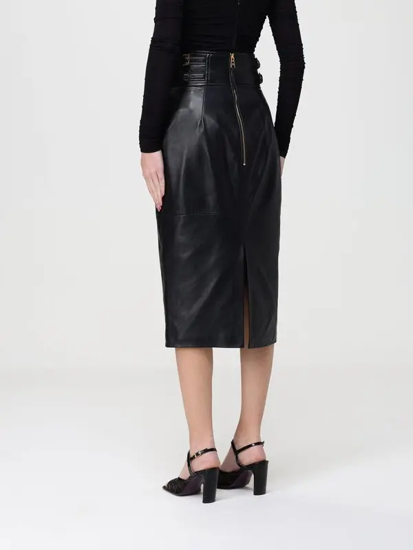 Elisabetta Franchi Belted Leather Skirt - Black
