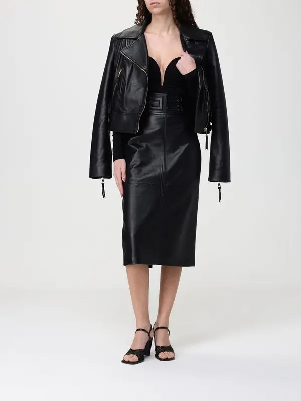 Elisabetta Franchi Leather Pencil Skirt - Black