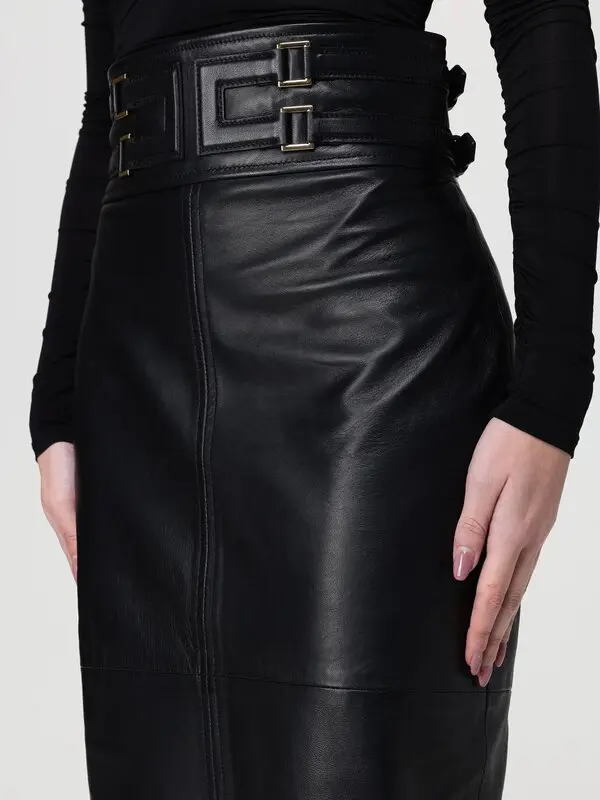 Elisabetta Franchi Leather Pencil Skirt - Black