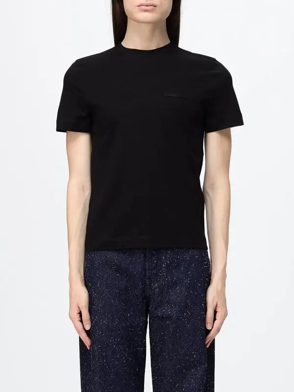 Jacquemus Cotton T-shirt With Logo Patch - Black