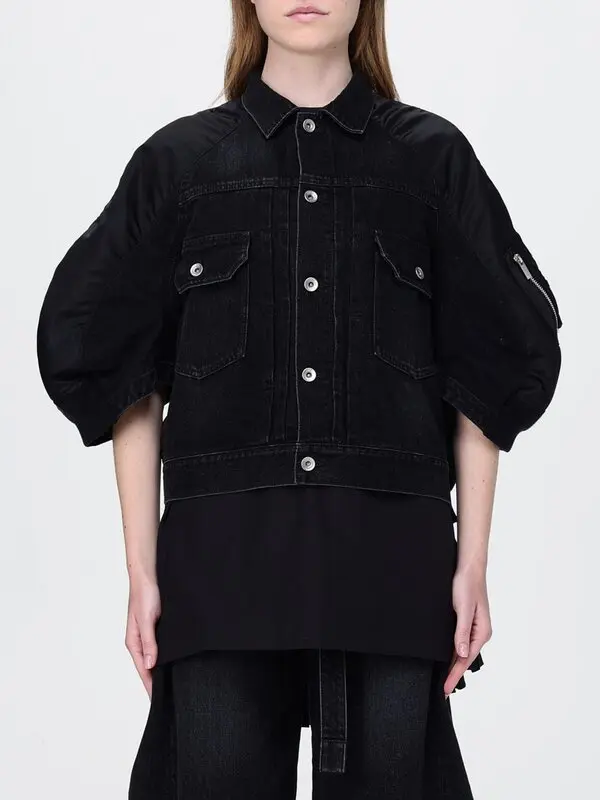 Sacai Denim And Nylon Jacket - Black