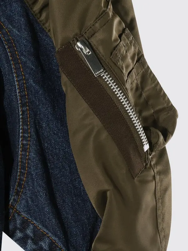 Sacai Denim And Nylon Jacket - Kaki