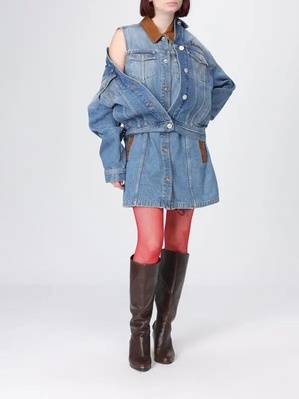 Versace Denim Jacket With Embroidered Logo And Velvet Collar