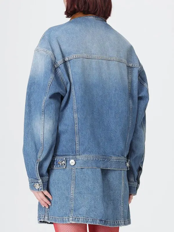 Versace Denim Jacket With Embroidered Logo And Velvet Collar