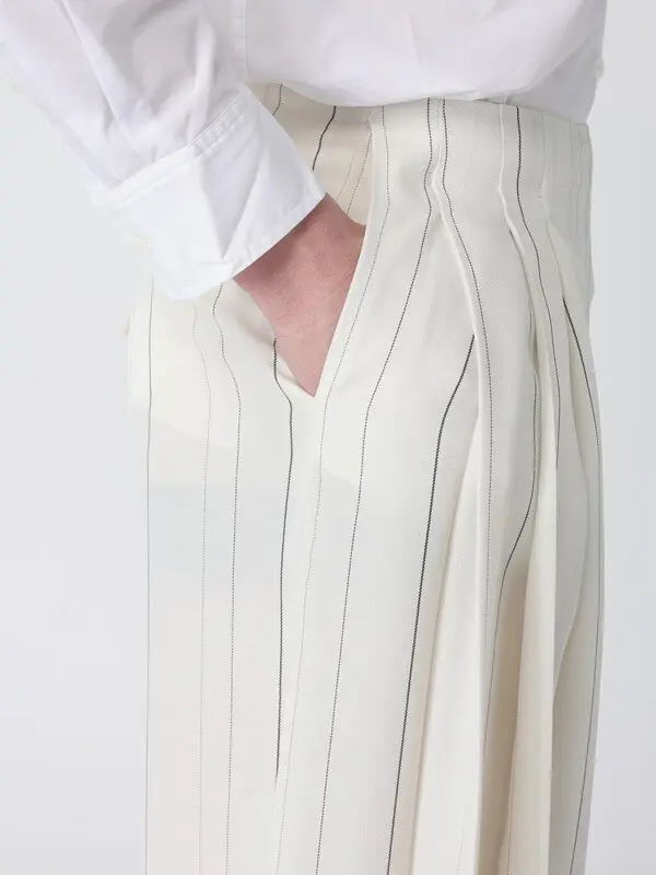 SEMICOUTURE Adelina Pleated Pinstripe Viscose Wide-leg Trousers - Black