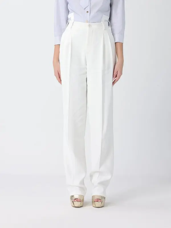 Elisabetta Franchi High Waisted Viscose Trousers - Ivory
