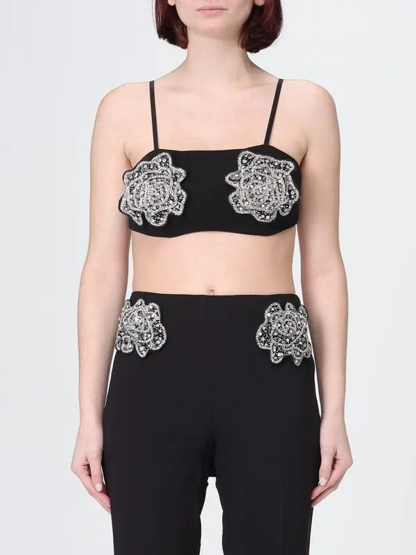 Pinko Embellished Cropped Top - Black