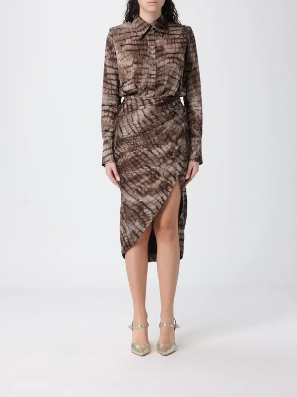 Elisabetta Franchi Viscose Chemisier Dress With Python Print