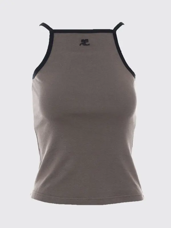 COURREGES Cotton Top With Logo - Grey