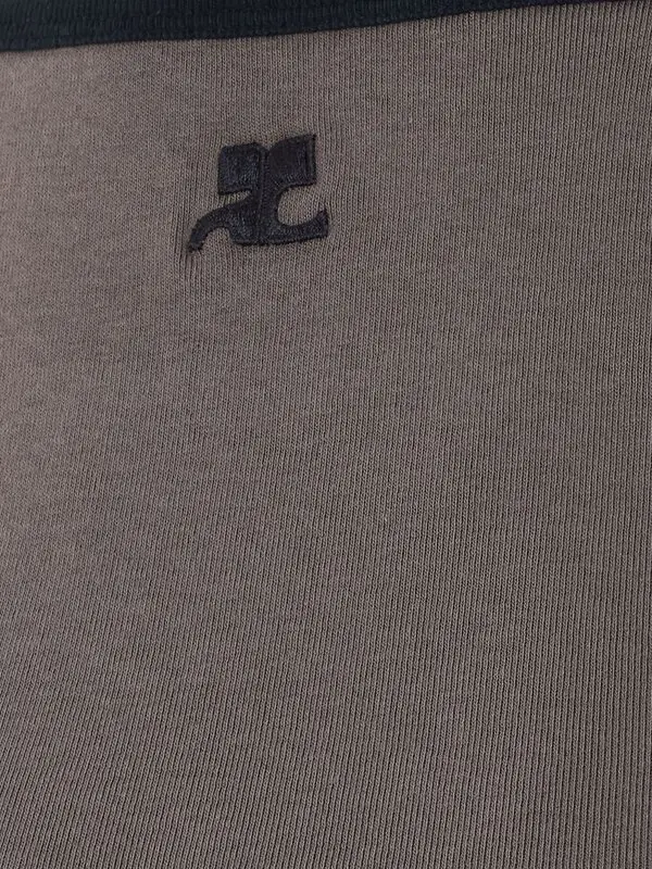 COURREGES Cotton Top With Logo - Grey