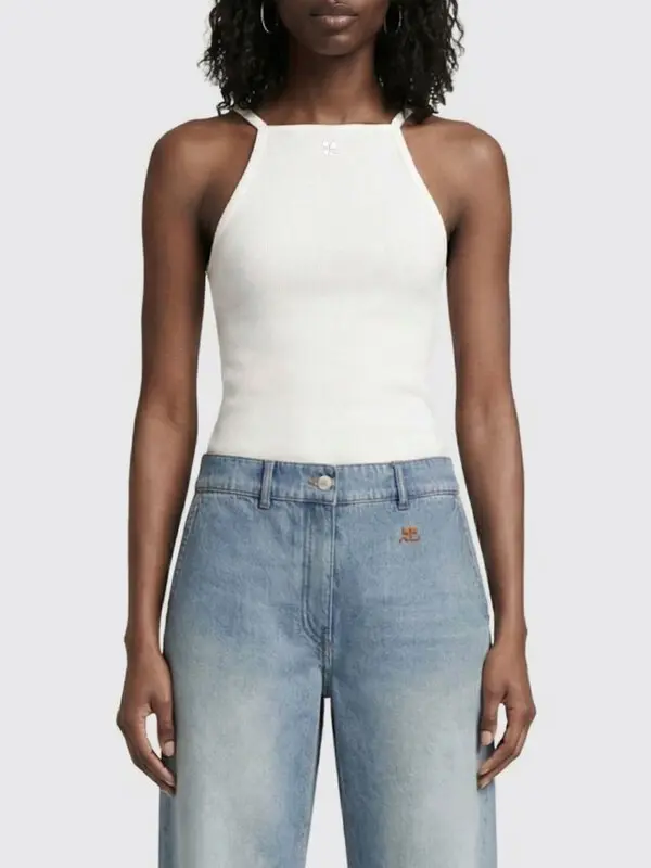 COURREGES Cotton Top With Logo - White