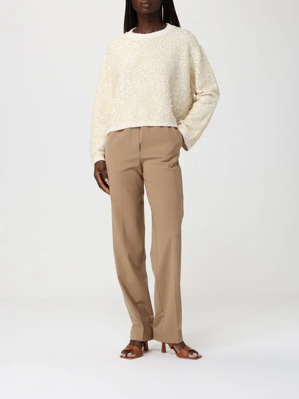 SEMICOUTURE Cotton Tweed Top With Embroidered Sequins