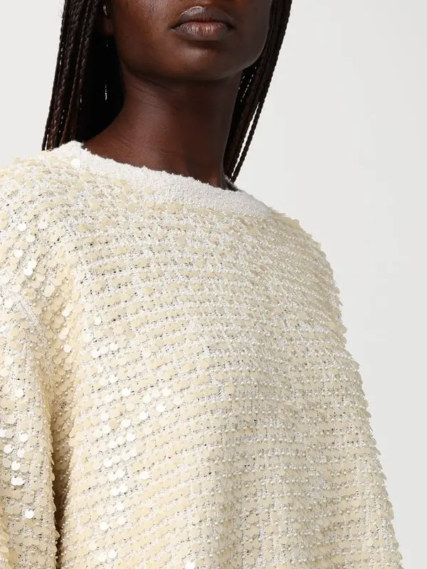 SEMICOUTURE Cotton Tweed Top With Embroidered Sequins