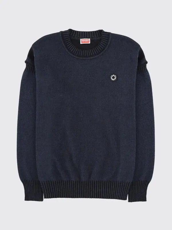 Kenzo Cotton Jumper With Contrast Logo - Black
