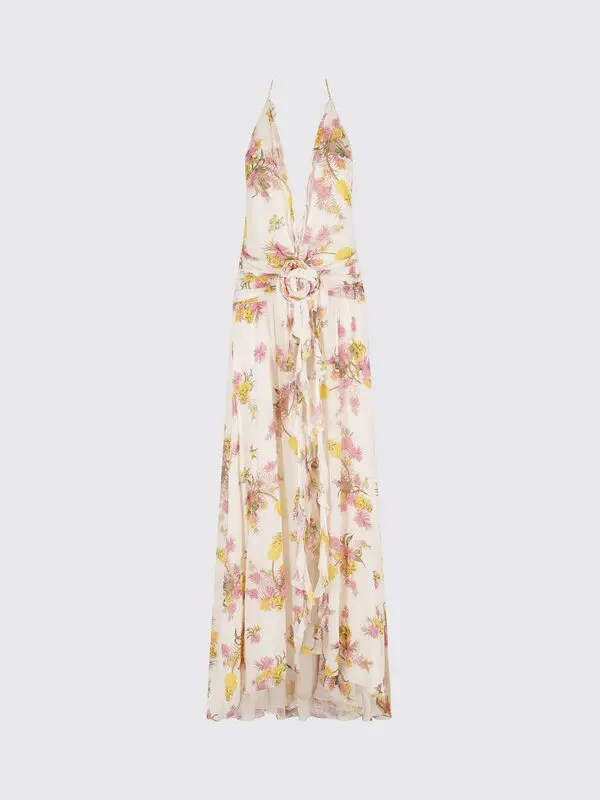 Blumarine Floral Viscose Maxi Dress - Brown