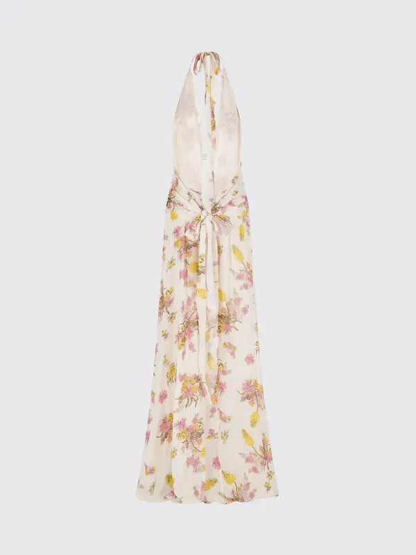 Blumarine Floral Viscose Maxi Dress - Brown
