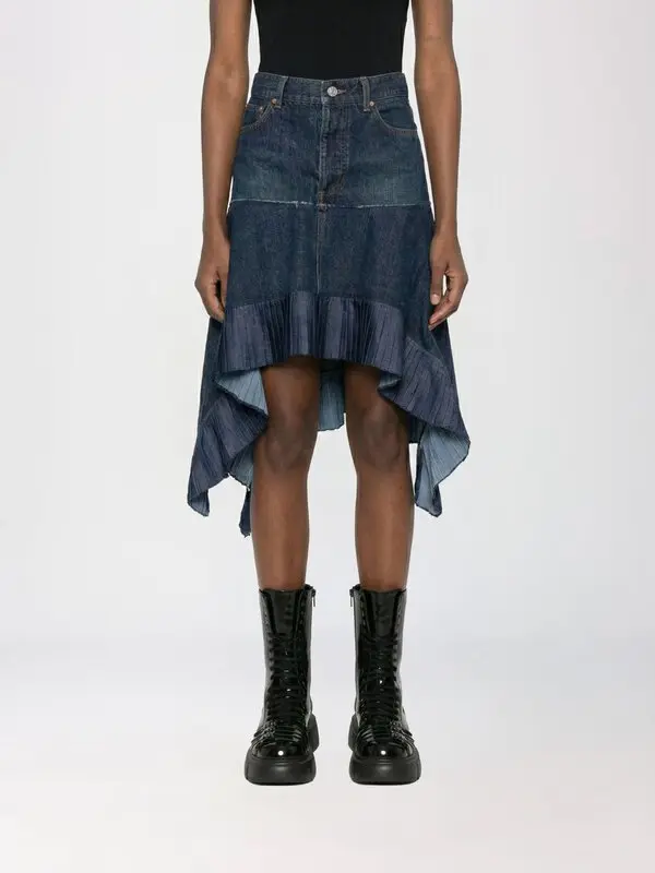 Sacai Asymmetrical Denim Midi Skirt - Blue