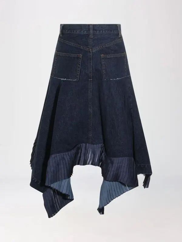 Sacai Asymmetrical Denim Midi Skirt - Blue