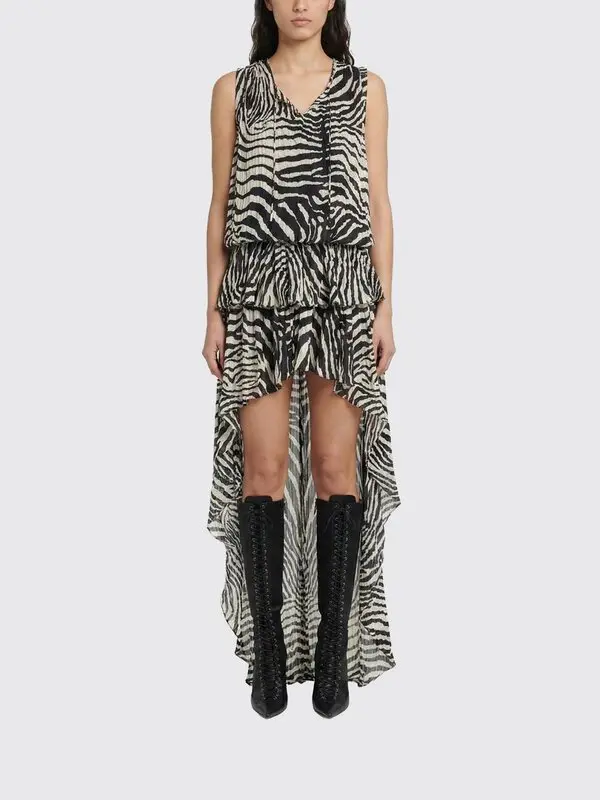 Blumarine Zebra Print Viscose Kaftan Dress - White