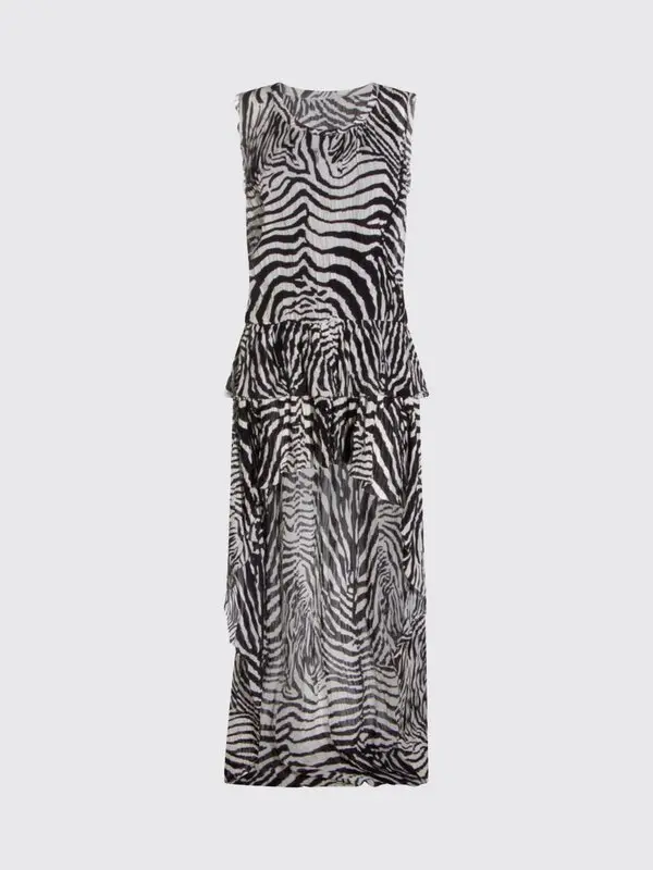 Blumarine Zebra Print Viscose Kaftan Dress - White