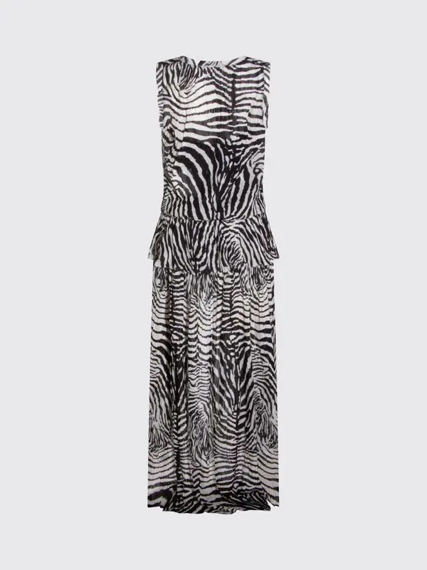 Blumarine Zebra Print Viscose Kaftan Dress - White