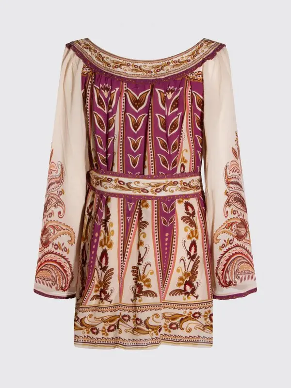Farm Rio Viscose Mini Dress With Ethnic Pattern And Belt